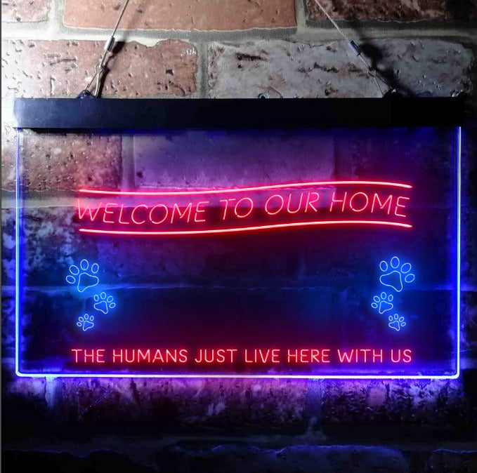 Personalized Dog Welcome To Our Home LED Sign – Vibe Neon Signs