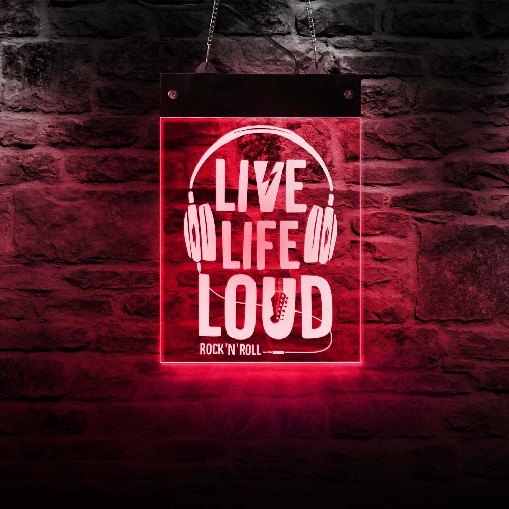 Live Life Loud Rock And Roll RGB LED Wall Neon Sign – Vibe Neon Signs